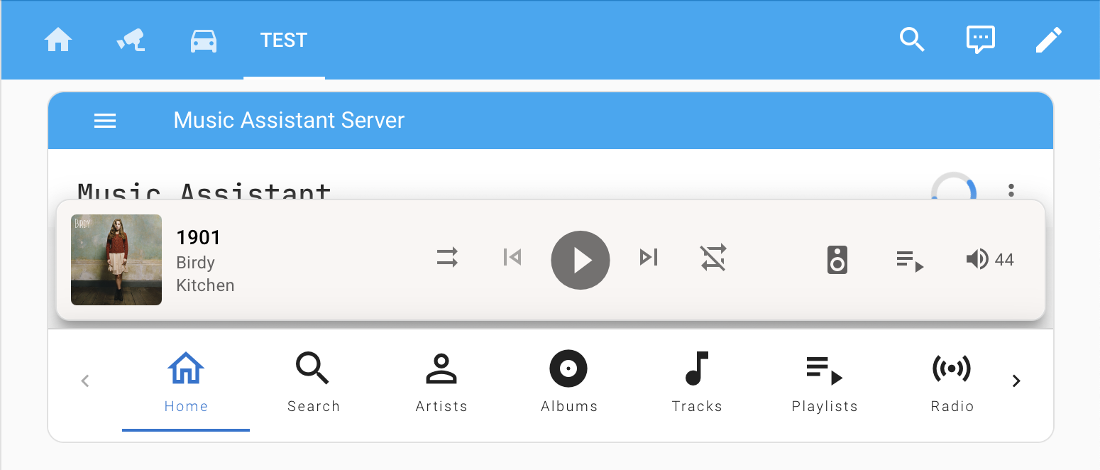 Music Assistant In Dashboard View Not Sidebar When Using Frontend Home Assistant