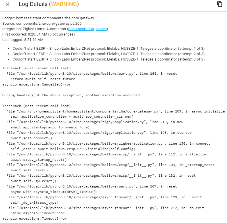 Ha Yellow Zigbee Module Not Working After Enabling Multiprotocol In Hardware Settings Zigbee