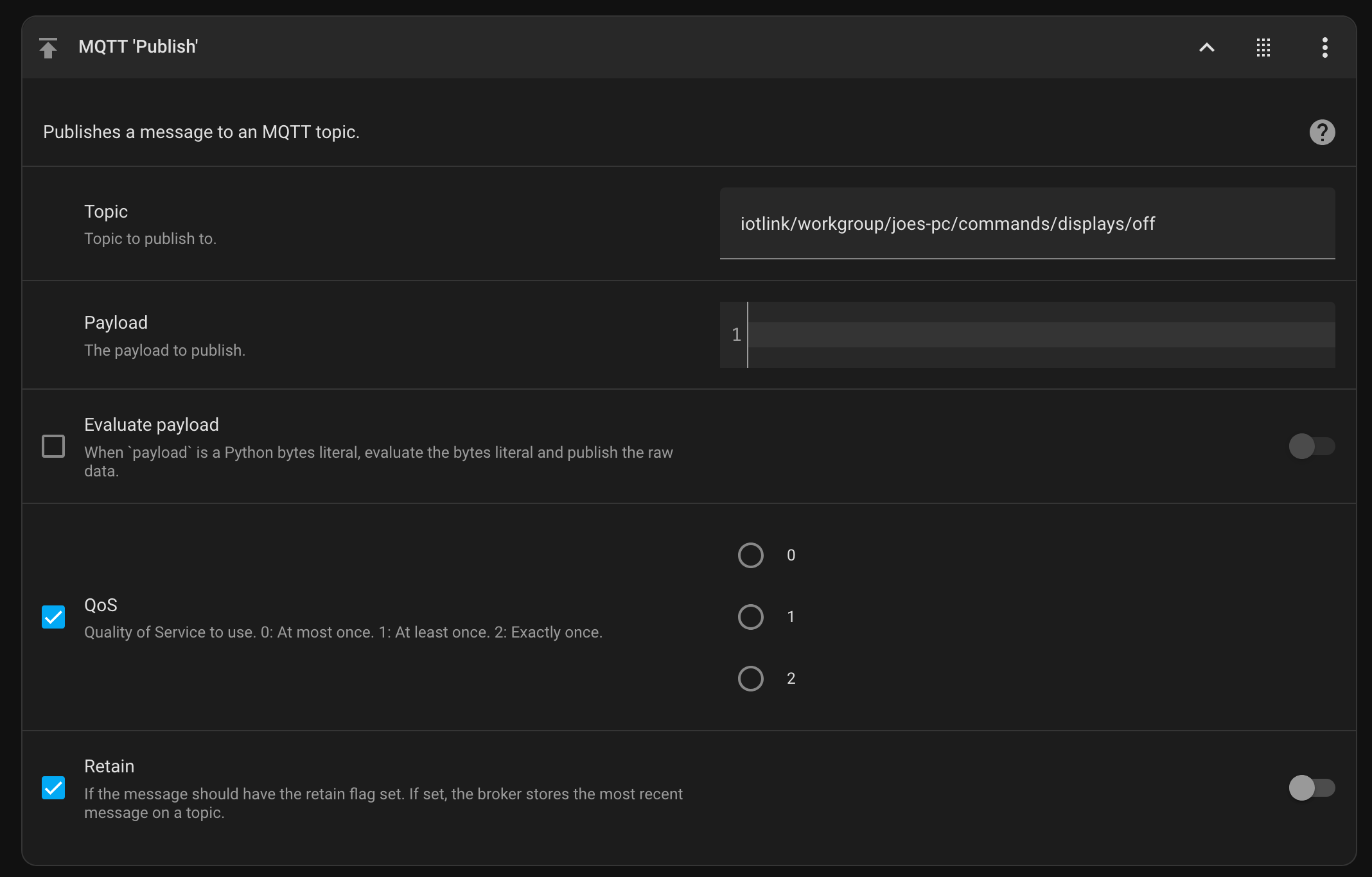 I found a BUG in MQTT Publish in core 2025.2.0 (MQTT Publish with no payloads is stopping all ...