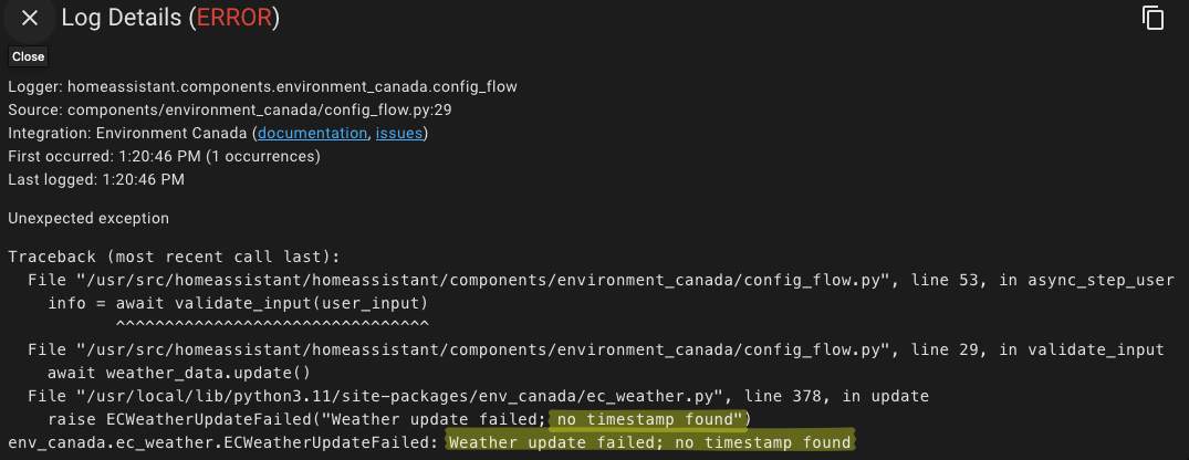 Environment Canada Configuration Home Assistant Community