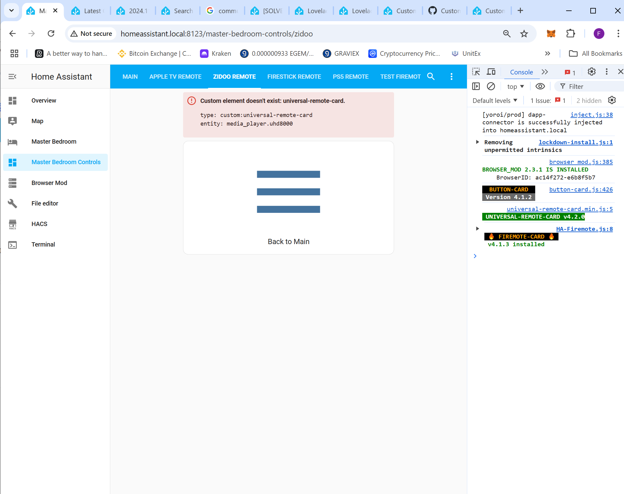 Help Please: Custom Element Doesn't Exist - Firemote, Universal Remote Card, etc - Frontend ...