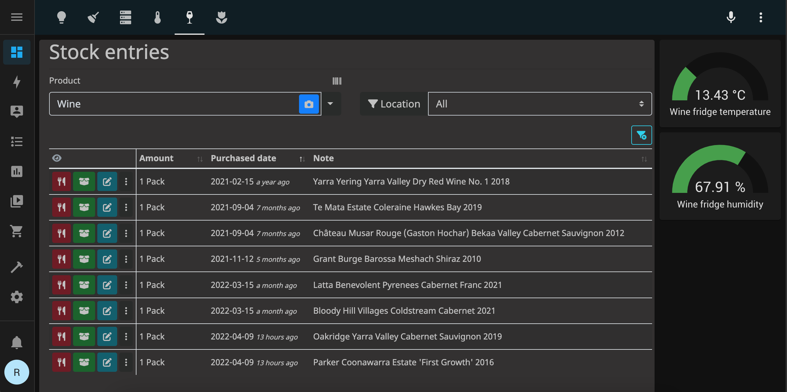 Wine fridge tracking dashboard - Share your Projects! - Home Assistant ...