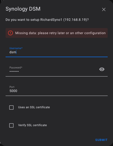 Adding Synology Error Home Assistant Community